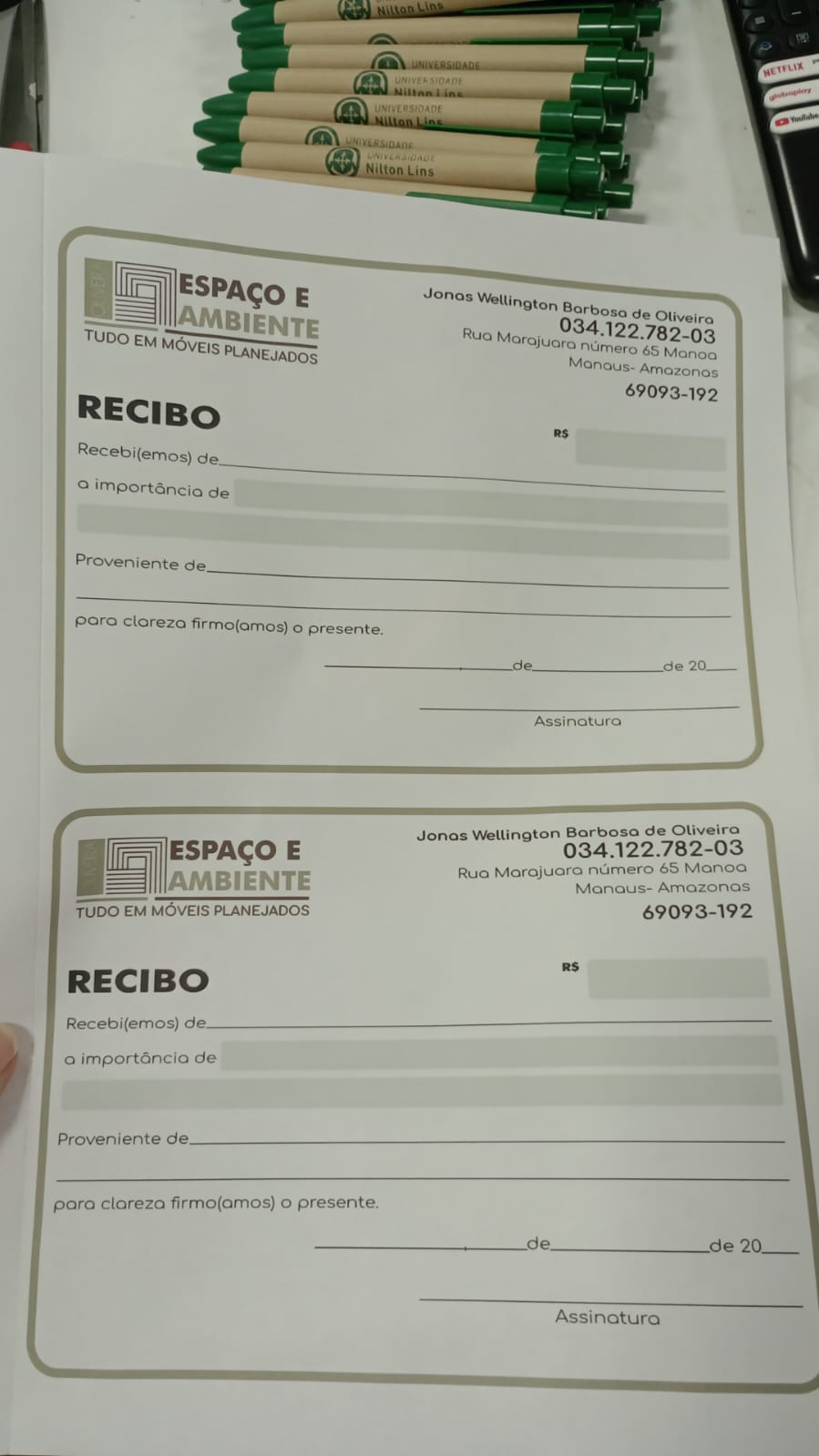 10 Blocos de Recibo Comanda Receituário Pedido personalizado